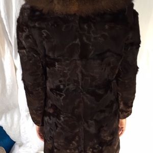 Jackets & Coats | Vintage Real Mink Fur Coat Real Fur Collar Brown ...